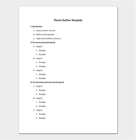 18 Thesis Outline Templates And Examples Word PDF Format
