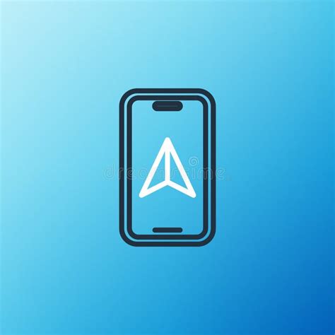 Line Infographic Of City Map Navigation Icon Isolated On Blue Background Mobile App Interface