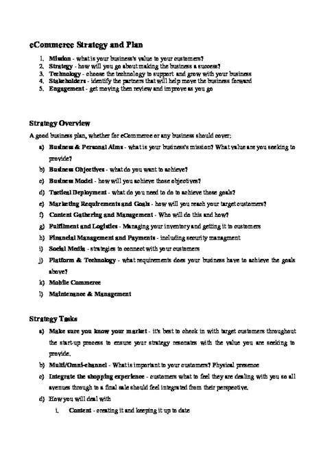 Ecommerce Business Plan And Strategy Pdfcoffeecom