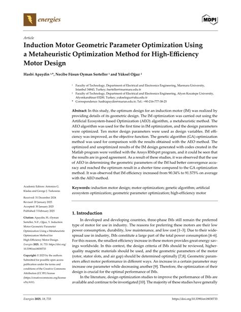 Pdf Induction Motor Geometric Parameter Optimization Using A