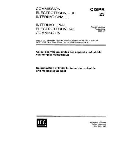 Cispr 23 Ed 1 0 B 1987 Determination Of Limits For Industrial