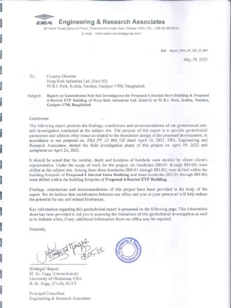 Soil Test Report Etp Area From Civil Team Era Scan Pdf