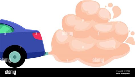 Car Smoke Transport Icon Cartoon Vector Traffic Gas Smog Pipe Car