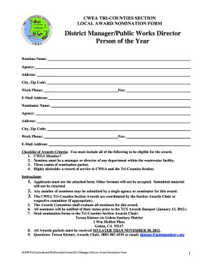 Fillable Online Cwea Tri Counties Cwea Form Fax Email Print PdfFiller