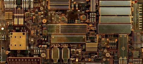 Retro Technology Nostalgic Details Of Vintage Electronics Gold Metal Electronic Parts Inside