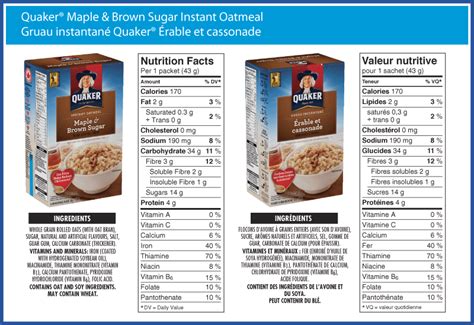 Quaker Oatmeal Nutrition Facts Maple And Brown Sugar Besto Blog