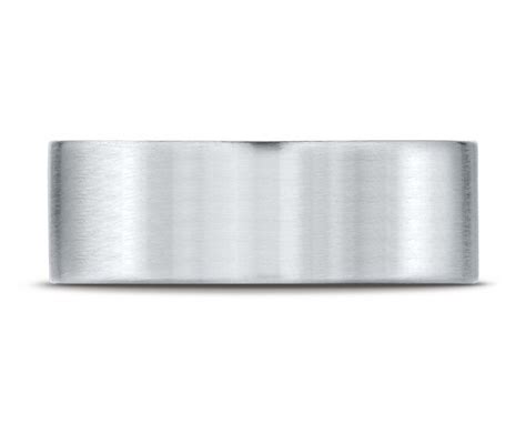18k White Gold Mens Wedding Ring 8mm Comfort Fit Satin Finished Carved