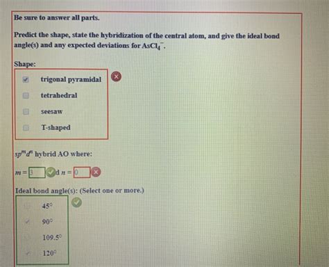 Solved Be Sure To Answer All Parts Predict The Shape State