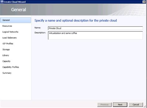 Virtualization And Some Coffee How To Create A Cloud In Vmm 2012