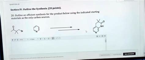 solved quistion 20 section iv outline the synthesis 20 polnts