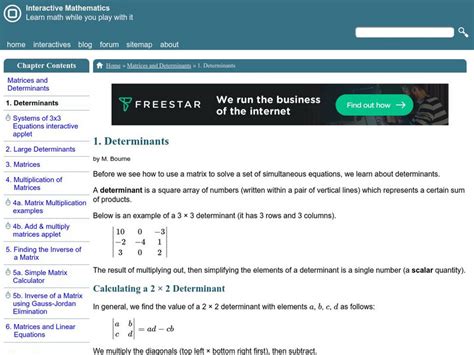 Interactive Mathematics Determinants Activity For 9th 10th Grade