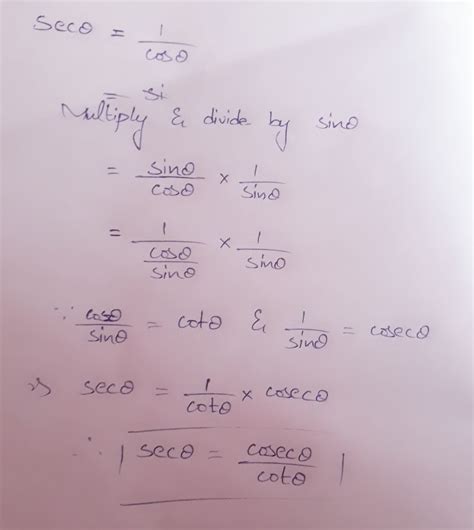 Express Sec Theta In Cot Theta Brainly In