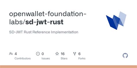 GitHub Openwallet Foundation Labs Sd Jwt Rust SD JWT Rust Reference Implementation
