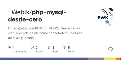 Github Ewebikphp Mysql Desde Cero Curso Gratuito De Php Con Mysql