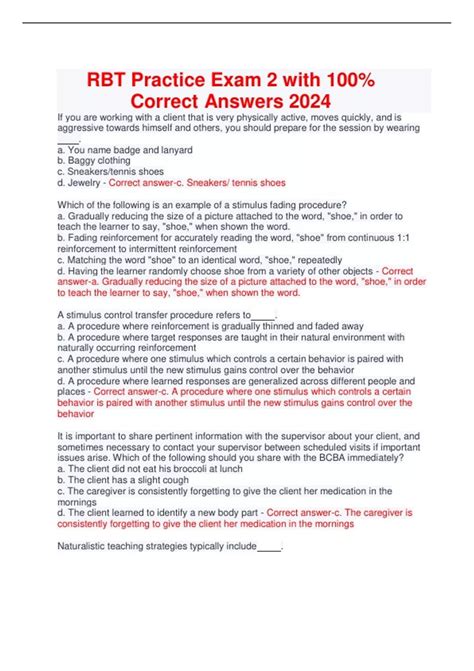 Rbt Practice Exam 2 With 100 Correct Answers 2024 Rbt Stuvia Us