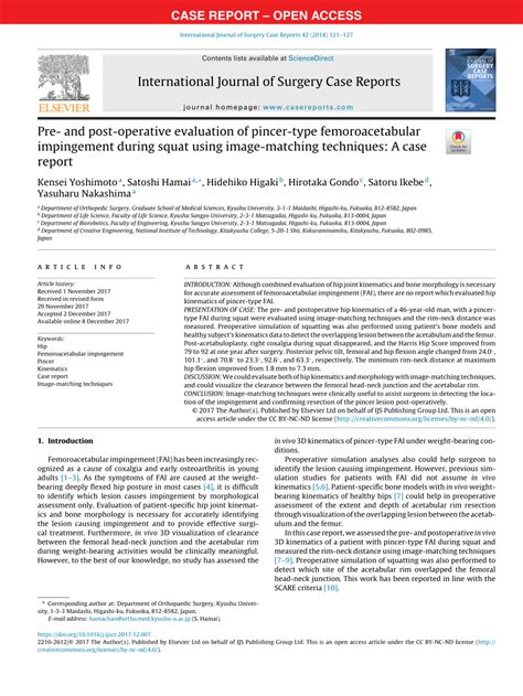 Pdf Pre And Post Operative Evaluation Of Pincer Type