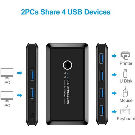 Usb Kvm Switch Usb 3 0 2 0 Switch 2 Sa 4 Out Kvm Docking Station Printer Sharing Device Monitor
