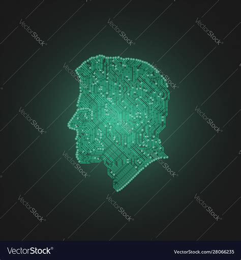 Green Head Made Electric Circuit Map Ai Royalty Free Vector
