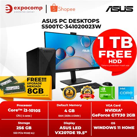 Jual Asus Pc Desktops S Tc W Core I Gb Tb Hdd W Black Shopee Indonesia