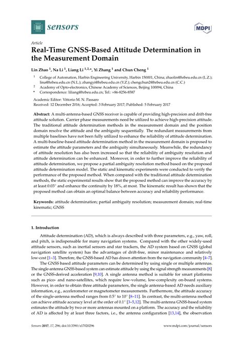 Pdf Real Time Gnss Based Attitude Determination In The Measurement Domain