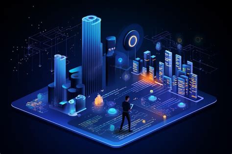 Isometric Data Illustration Premium Ai Generated Image