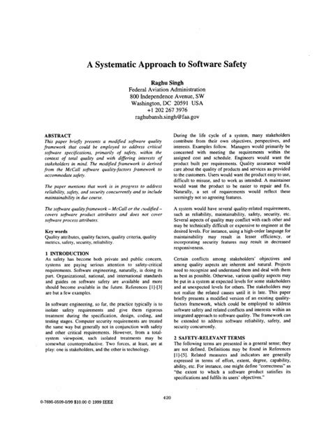 A Systematic Approach To Addressing Software Safety Through Modification Of The Mccall Quality
