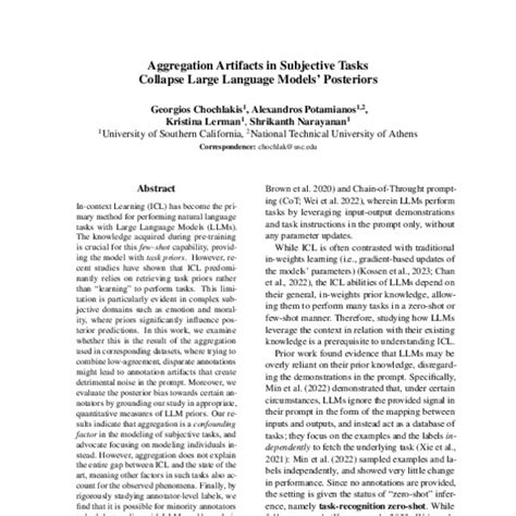 Aggregation Artifacts In Subjective Tasks Collapse Large Language Models Posteriors Acl Anthology