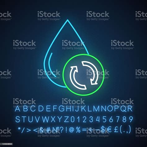 물 여과 정화 네온 빛 아이콘 행성 수생 자원의 보존 재활용 은재시스템 알파벳 숫자 및 기호와 빛나는 기호 벡터 절연 그림 가정 생활에 대한 스톡 벡터 아트 및 기타 이미지