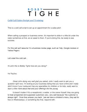 Fillable Online Cold Call Sales Script And Training Fax Email Print PdfFiller