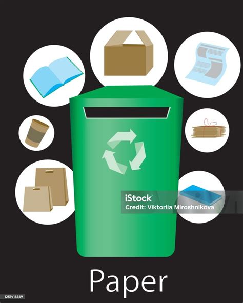 검은 배경에 고립 된 쓰레기 또는 종이를 분류하기위한 녹색 쓰레기통 폐기물 수집의 개념으로 평평한 벡터 스톡 일러스트 0명에 대한 스톡 벡터 아트 및 기타 이미지 Istock