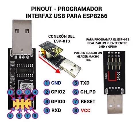 Adaptador Usb Para Esp8266 Esp 01 Y Esp 01s Electronica Plett