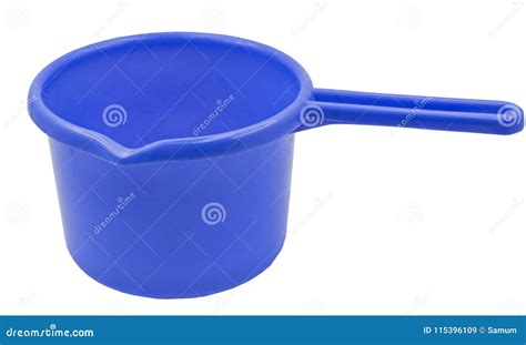 Blue Plastic Water Dipper Isolated On White Stock Image Image Of