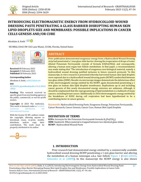 Pdf Introducing Electromagnetic Energy From Hydrocolloid Wound
