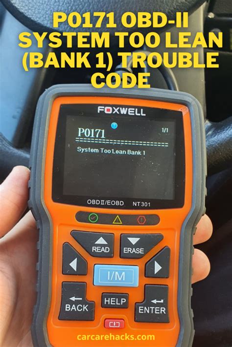 P0171 Obd Ii System Too Lean Bank 1 Trouble Code
