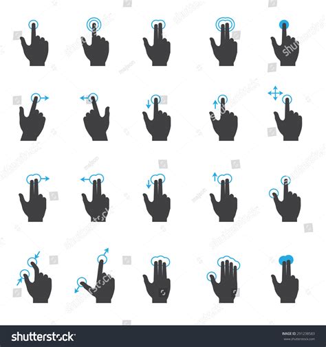 터치 스크린 손 제스처 아이콘 세트 스톡 벡터로열티 프리 291238583 Shutterstock