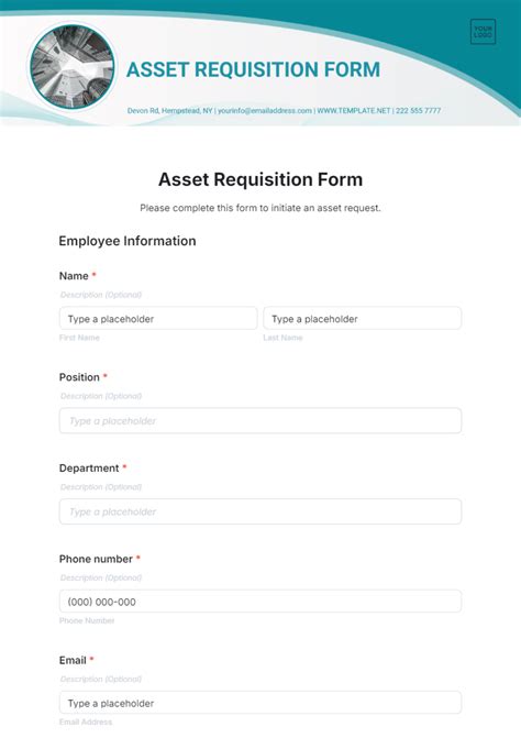 Free Asset Requisition Form Template To Edit Online