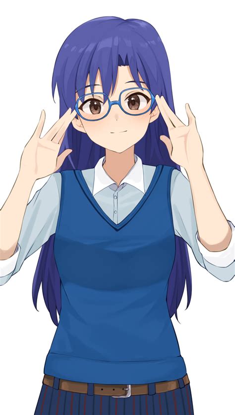 Safebooru 1girl Absurdres Adjusting Eyewear Belt Belt Buckle Blue