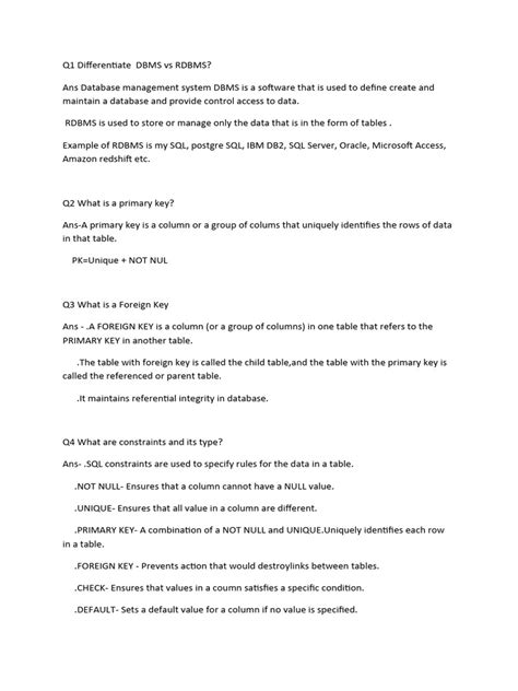 Sql Intview Ques Pdf Relational Database Sql