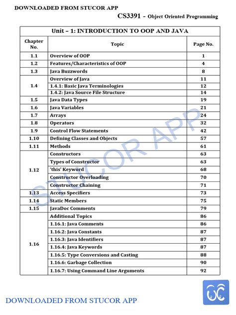 Stucor Cs3391 Nd Pdf Object Oriented Programming Method Computer Programming
