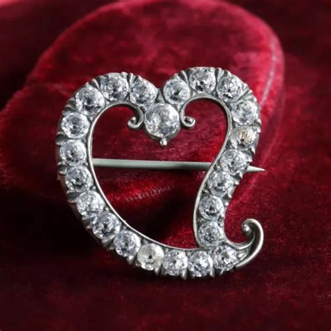Antique Georgian Silver Witches Heart Rock Crystal Paste Black Dot