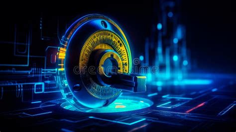 An Image Of Lock On Computer Screen Generative Ai Stock Illustration Illustration Of Blue