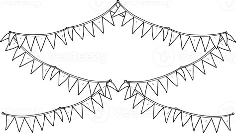 Black And White Cartoon Bunting Flags 45288040 Png