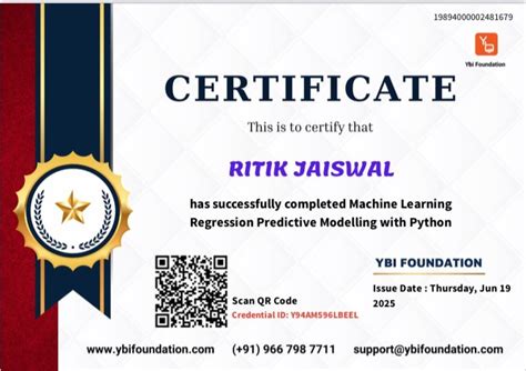 Im Excited To Announce That I Have Successfully Completed The Machine Learning Regression