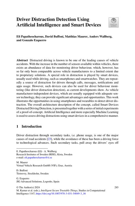 Pdf Driver Distraction Detection Using Artificial Intelligence And Smart Devices