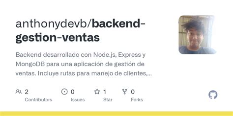 GitHub Anthonydevb Backend Gestion Ventas Backend Desarrollado Con Node Js Express Y MongoDB
