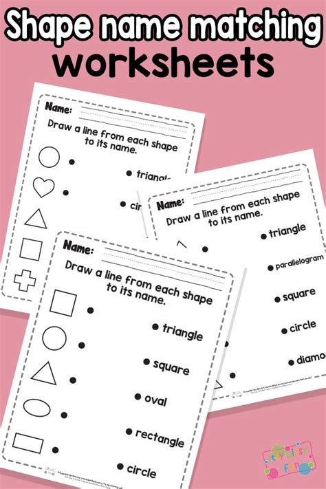 Shape Name Matching Worksheets Itsy Bitsy Fun