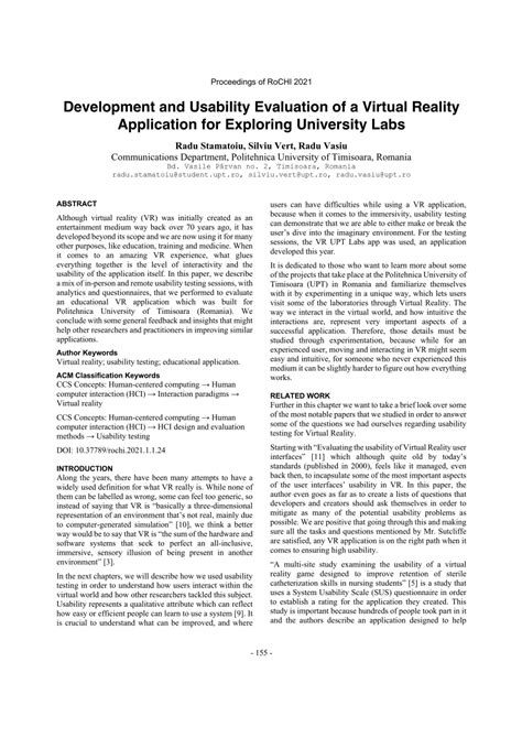 Pdf Development And Usability Evaluation Of A Virtual Reality Application For Exploring