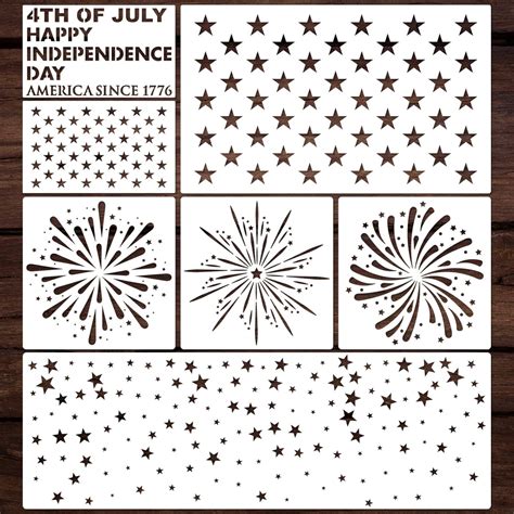 Ykw 7pcs 4th Of July Stencils American Flag Star Stencil