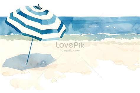 여름 해변의 파라솔 일러스트 무료 다운로드 Lovepik