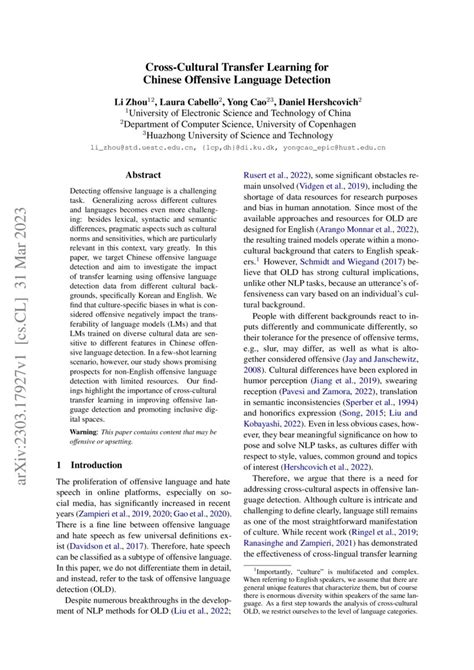 Cross Cultural Transfer Learning For Chinese Offensive Language